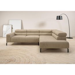 Ecksofa Places of Style, B:276cm H:71cm T:219cm, beige, 95% Polyester, 5% Nylon, Wohnzimmer, Sofas, "Antonelli, L-Form, inkl. Kopfteilverstellung,