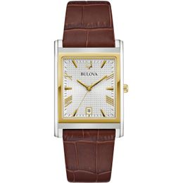 Bulova Damen Quarzuhr "Sutton", braun, Armbanduhren, Armbanduhr, Herrenuhr, Damenuhr, Lederarmband, analog, Tag