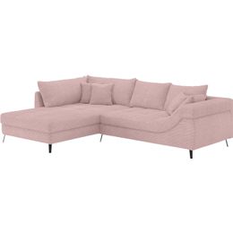 Ecksofa MR. COUCH, B:317cm H:98cm T:228cm, rosa, Stripes (92% Polyester / 8% Nylon), Wohnzimmer, Sofas, "Portofino L-Form", 4 Bezugsqualitäten, 13,5