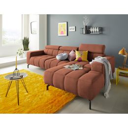 Ecksofa DOMO collection, B:292cm H:79cm T:175cm, rot, Wohnzimmer, Sofas, "Cunelli tolle Sitznähte als Designelement, fester Sitzkomfort, L-Form",
