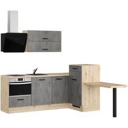 Winkelk&uuml;che IMPULS K&Uuml;CHEN, B:350cm H:206,2cm T:60cm, grau, Komplettk&uuml;chen-Sets, ""Amsterdam" mit zus&auml;tzlicher Arbeits- & Stellfl&auml;che, vormontiert",