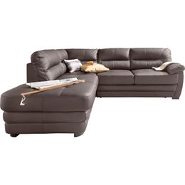 Ecksofa COTTA, B:250cm H:88cm T:234cm, braun, Luxus-Kunstleder, frei im Raum stellbar;Luxus-Microfaser (100% Polyester), frei im Raum