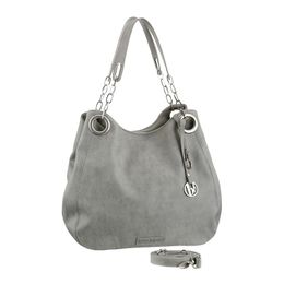 Bruno Banani Damen Henkeltasche, grau, Lederimitat, Taschen, mit Schmuckanh&auml;nger und silberfarbenen Details