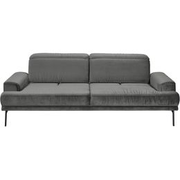3-Sitzer Musterring, B:228cm H:79cm T:130cm, grau, 100% Polyester, Sofas, "MR 4580", inkl. Kopf- und Sitztiefenverstellung, Fuß schwarz, B228 x T103