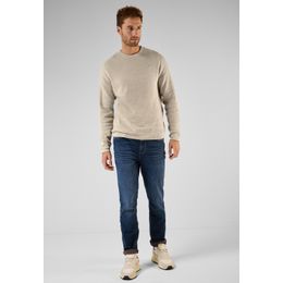 Street One MEN Herren Rundhalspullover, beige, Gr. XXXL, unifarben, Web, 100% Baumwolle, Pullover, mit Struktur