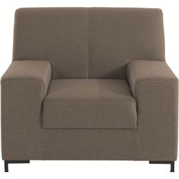 Sessel DOMO collection, B:100cm H:83cm T:88cm, braun, 100% Polyester, Wohnzimmer, Sessel, "Ledas kubisch und komfortabel, flache Armlehnen, eleganter