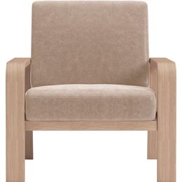 Sit & More Sessel SIT & MORE, B:79cm H:91cm T:93cm, beige, 100% Polyester, Sessel, "Kolding", Armlehnen aus Buchenholz in natur, verschiedene Bezüge und Farben
