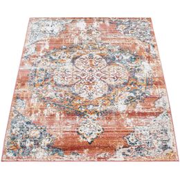 Teppich Paco Home, B:120cm H:8mm L:170cm, rot, Polyester, Polypropylen, Wohnzimmer, Teppiche, "Herbete 733", Kurzflor, Orient-Optik, Vintage Design