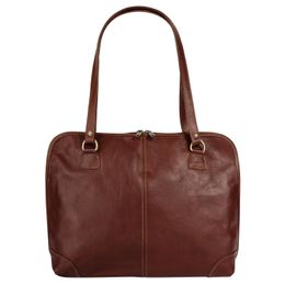 Pike PIKÉ Damen Shopper, braun, Leder, beschichtet, glänzend, Taschen, echt Leder, Made in Italy