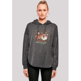 F4NT4STIC Damen Kapuzenpullover "Weihnachten Hippie Santa And Reindeer", grau, Gr. L, Obermaterial: 100% Baumwolle, Pullover, Premium Qualit&auml;t,