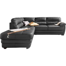 Ecksofa COTTA, B:250cm H:88cm T:234cm, schwarz, Luxus-Kunstleder, frei im Raum stellbar;Luxus-Microfaser (100% Polyester), frei im Raum