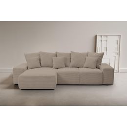 Ecksofa WERK2, B:300cm H:76cm T:150cm, beige, 90% Polyester, 10% Nylon, Wohnzimmer, Sofas, "Riwa, modernes Sofa zum Kuscheln und Entspannen, Breite