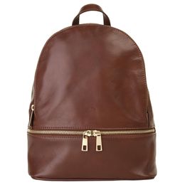 Pike PIKÉ Damen Cityrucksack, braun, Leder, Rindsleder, Rucksäcke, echt Leder, Made in Italy