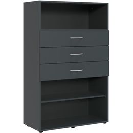 Standregal wimex, B:80cm H:126cm T:40cm, grau, Holzwerkstoff, Spanplatte, Wohnzimmer, Regale, "Multiraumkonzept", planbar und erweiterbar
