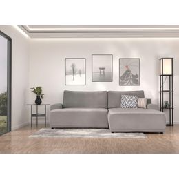 Ecksofa Trendmanufaktur, B:250cm H:82cm T:167cm, braun, 100% Polyester, Wohnzimmer, Sofas, "Fordon, Schlafsofa mit Bettkasten, Couch in L-Form,