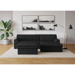 Ecksofa DOMO collection, B:245cm T:155cm, grau, Wohnzimmer, Sofas, "Topper, elegant und zeitlos, kompaktes Stellmaß 245/155cm, L-Form", mit