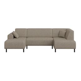 Wohnlandschaft Home Affaire, B:300cm H:81cm T:163cm, grau, 100% Polyester, Sofas, "ARROS U-Form mit Wellenunterfederung, Maße B/T/H: 300/163/81 cm",