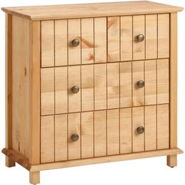 Badkommode Home Affaire, B:60cm H:65cm T:30cm, beige, Sideboards, "Vili", Badezimmerschrank, Unterschrank, 4 Schubladen, aus Massivholz