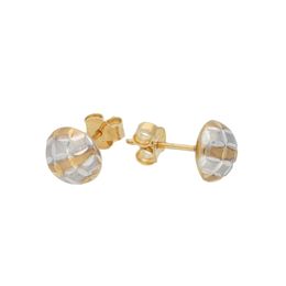Vivance Damen Paar Ohrstecker "Ohrstecker bicolor", Gelbgold 375, gelb, Gelbgold 375, Ohrringe, diamantiert/satiniert