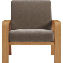 Sit & More Sessel SIT & MORE, B:79cm H:91cm T:93cm, braun, 95% Polyester, 10% Polyamid, Sessel, "Kolding", Armlehnen aus eichefarbigem Buchenholz, verschiedene