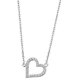 Firetti Damen Kette mit Anhänger "Schmuck Geschenk Silber 925 Halsschmuck Halskette Ankerkette Herz", Silber 925 (Sterlingsilber), L: 45 B: 1,1mm,