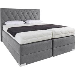 Boxspringbett, B:190cm L:212cm, grau, Westfalia Schlafkomfort, Bezug der Obermatratze: 100% Polyester, Bezug abnehm- und waschbar bis 60C;Unterbox