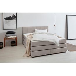 Boxspringbett OTTO products, B:170cm L:213cm, beige, Struktur fein aus 100%-recyceltem Polyester, Komplettbetten, "Peetu", Taschenfederkern-Matratze,