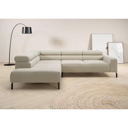 Ecksofa Places of Style, B:276cm H:71cm T:219cm, beige, 95% Polyester, 5% Nylon, Wohnzimmer, Sofas, "Antonelli, L-Form, inkl. Kopfteilverstellung,