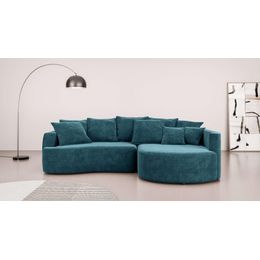 Ecksofa Inosign, B:255cm H:90cm T:181cm, blau, 100% Polyester, Wohnzimmer, Sofas, "Kahekili, Schlafsofa mit Bettkasten, Maße B/T/H: 255/181/90/ cm",