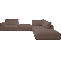 Ecksofa Musterring, B:340cm H:81cm T:346cm, braun, Flachgewebe FLORIS (100% Polyester);Flachgewebe VALMONT (60% Baumwolle/ 40% Leinen);Microfaser