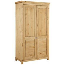 Kleiderschrank Home Affaire, B:113cm H:195cm T:60cm, beige, Massivholz, Schlafzimmer, Schränke, "Rauna, mit Lamellen und Kassetten, klassischer