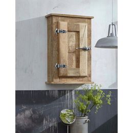 H&auml;ngeschrank Sit, B:45cm H:70cm T:20cm, beige, Massivholz, K&uuml;che, Schr&auml;nke, "Frigo", Mangoholz im Antik-Look mit K&uuml;hlschrankgriffen, Breite 45 cm