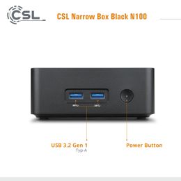CSL PC "Narrow Box Black N100", Microsoft Windows 11 Home (64 Bit), 8 GB RAM 1.000 GB SSD, schwarz, Desktop-PCs