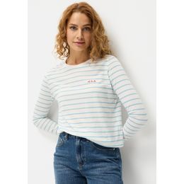 Lascana Damen Langarmshirt, blau, Gr. 40, gestreift, Web, Obermaterial: 50% Baumwolle, 50% Polyester, Shirts