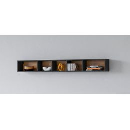 Wandregal Inosign, B:169cm H:20,5cm T:19cm, schwarz, ABS-Kunststoff, FSC-zertifizierter Holzwerkstoff, Melamin, Wohnzimmer, Regale, "Toledo,Breite