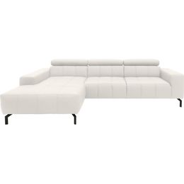 Ecksofa DOMO collection, B:292cm H:79cm T:175cm, beige, Echtleder, Wohnzimmer, Sofas, "Cunelli tolle Sitznähte als Designelement, fester Sitzkomfort,