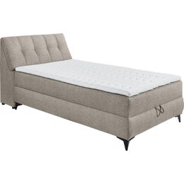 Boxbett, B:125cm L:240cm, beige, ED EXCITING DESIGN, 100% Polyester, Komplettbetten, "Atlantis", mit Bettkasten und Stauraum im Kopfteil