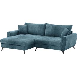 Ecksofa MR. COUCH, B:246cm H:71cm T:170cm, blau, Dolce (100% Polyester), Wohnzimmer, Sofas, "Blackburn II L-Form", Wahlweise mit Kaltschaumpolsterung