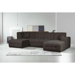 Wohnlandschaft Home Affaire, B:297cm H:85cm T:163cm, grau, 100% Polyester, Sofas, "Nosia U-Form", incl. 2 Zierkissen, mit feiner Steppung
