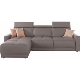 Ecksofa DOMO collection, B:262cm H:84cm T:167cm, braun, Kunstleder SOFTLUX;Struktur fein (100% Polyester);Zierkissen: Microfaser PRIMABELLE (100%