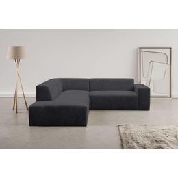 Ecksofa WERK2, B:251cm H:70cm T:262cm, grau, 100% Polyester, Wohnzimmer, Sofas, "Zeus-M, tolles Sofa mit schönen Details, L-Form", Curvy Trend