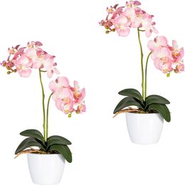 Kunstpflanze Creativ green, B:11cm H:50cm T:11cm Ø:11cm, rosa, Kunststoff, Polyester, Badezimmer, Kunstpflanzen, "Phalaenopsis"