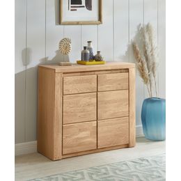 Kommode Home Affaire, B:90cm H:80cm T:35cm, braun, FSC-zertifiziertes teilmassives Holz, Wohnzimmer, Sideboards, "Burano,90cm breit,35 cm tief,