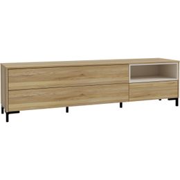 Lowboard FORTE, B:182,8cm H:49,5cm T:41,5cm, beige, Spanplatte, Wohnzimmer, Sideboards, "Galactique", TV-Board, Grifflos, Push To Open, Stauraum