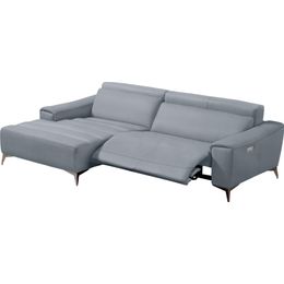 Ecksofa Egoitaliano, B:266cm H:95cm T:163cm, blau, Leder »NUVOLE« (Echtes Rindsleder). Halbnatürliches, halbnarbiges Rindsleder mit einer natürlichen