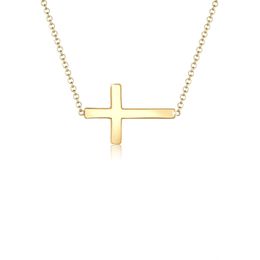 Elli Damen Kette mit Anhänger "Kreuz Faith 925 Sterling Silber Kommunion", 40, ohne Stein, Silber 925 (Sterlingsilber), L: 40, gold, Silber 925