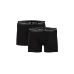 CAMP DAVID Herren Boxershorts "casual", Gr. M, schwarz, Obermaterial: 95% Baumwolle, 5% Elasthan, kontrastfarbene Details, unifarben, Unterhosen, mit