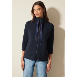 Cecil Damen Sweatjacke, blau, Gr. S, unifarben, Sweatware, 48% Polyamid, 39% Viskose, 13% Elasthan, Sweatjacken, mit 3/4 Ärmeln