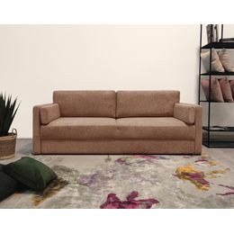 Schlafsofa Home Affaire, B:218cm H:86cm T:103cm, braun, 90% Polyester, 10% Nylon, Kinderzimmer, Sofas, "Calrence", mit aufklappbarer Bettfunktion,