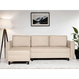 Ecksofa Inosign, B:230cm H:84,5cm T:134,5cm, beige, 100% Polyester, Wohnzimmer, Sofas, "GLENOE Schlafsofa mit Bettkasten, Recamiere beidseitig